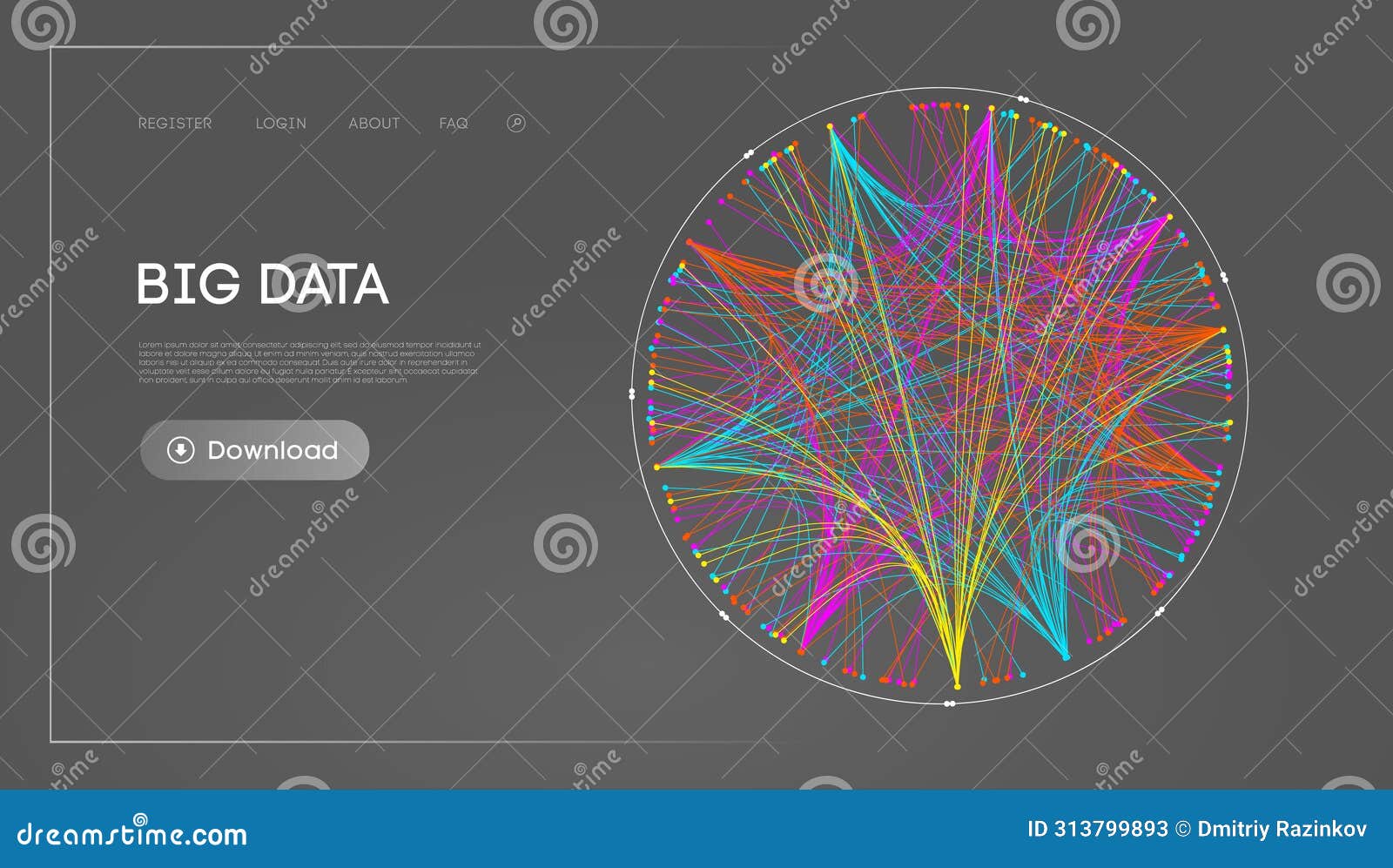 Big Data Circle Blockchain Technology Background. Neural Network Digital Background Stock Vector ...