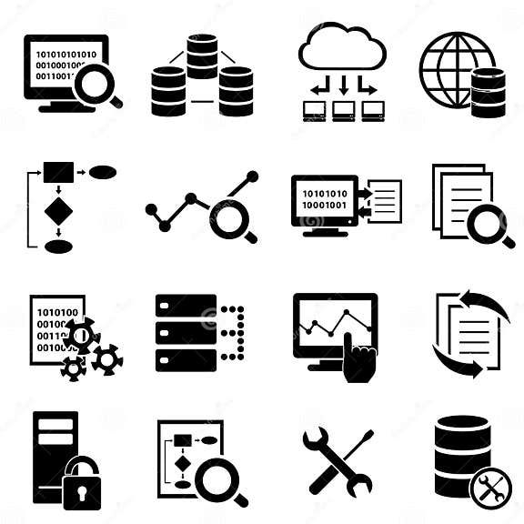Big Data, Cloud Computing and Technology Icons Stock Vector ...