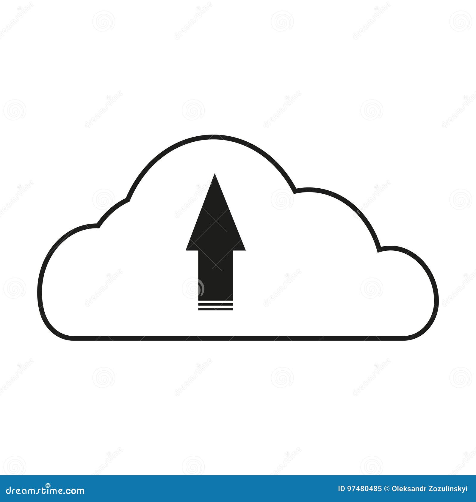Big Data Cloud Download Vector Black Icon on White Background. Stock ...
