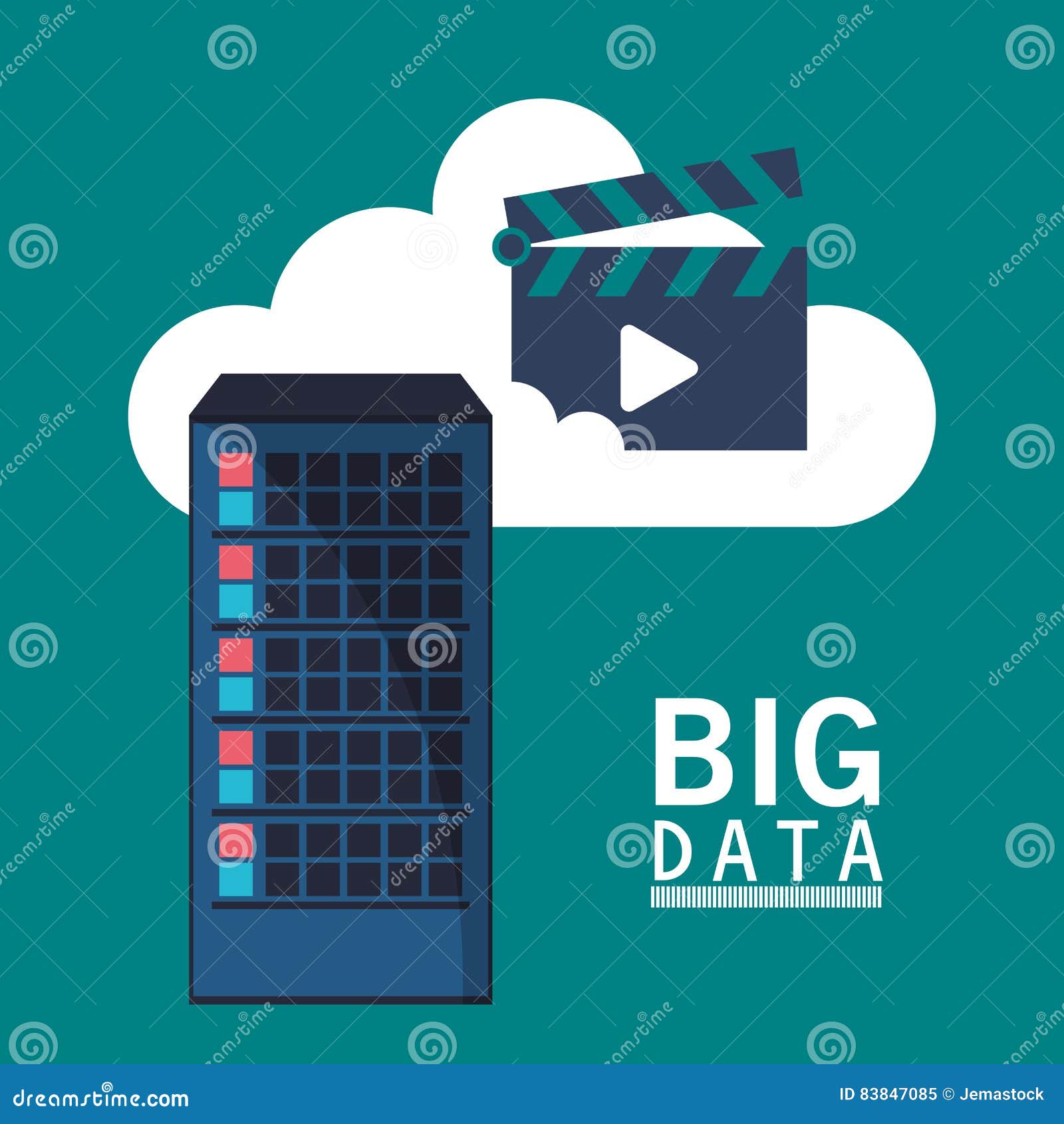 Big data cloud video play stock vector. Illustration of social - 83847085