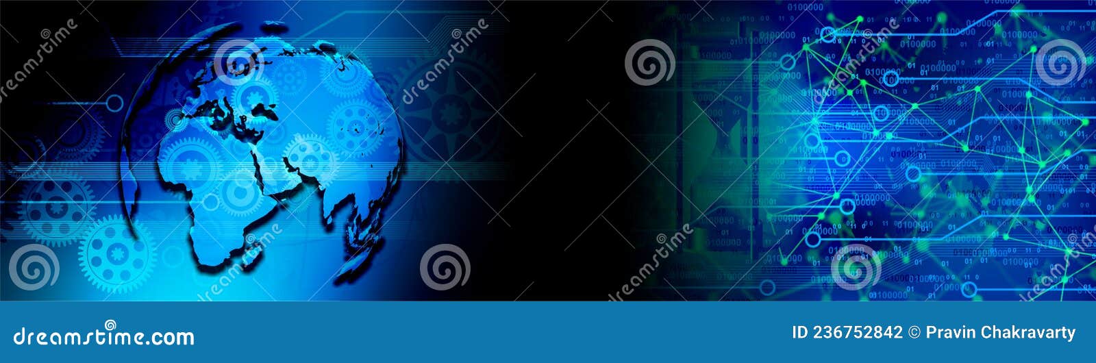 Big Data Cogs Circuit Global Background Flowing Number One And Zero Text In Binary Code Format