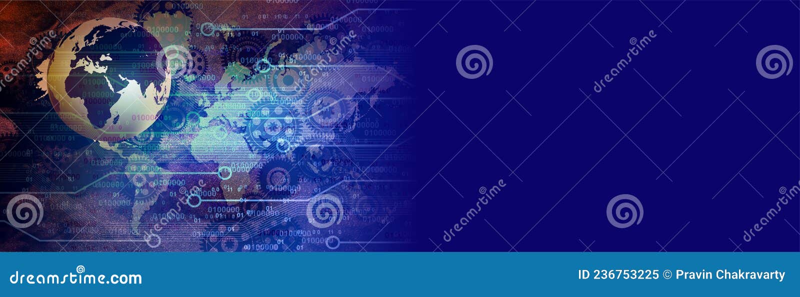 Big Data Cogs Circuit Global Background Flowing Number One And Zero Text In Binary Code Format
