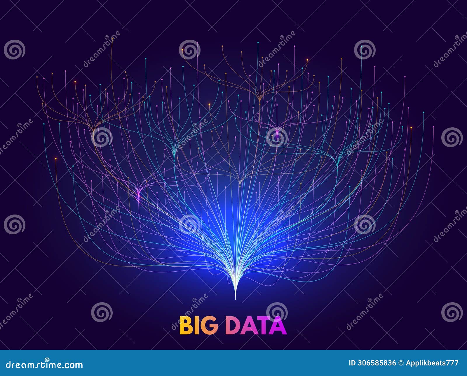 Big Data Collection Virtual Flow Of Database Connections Tree Structure Digital Network