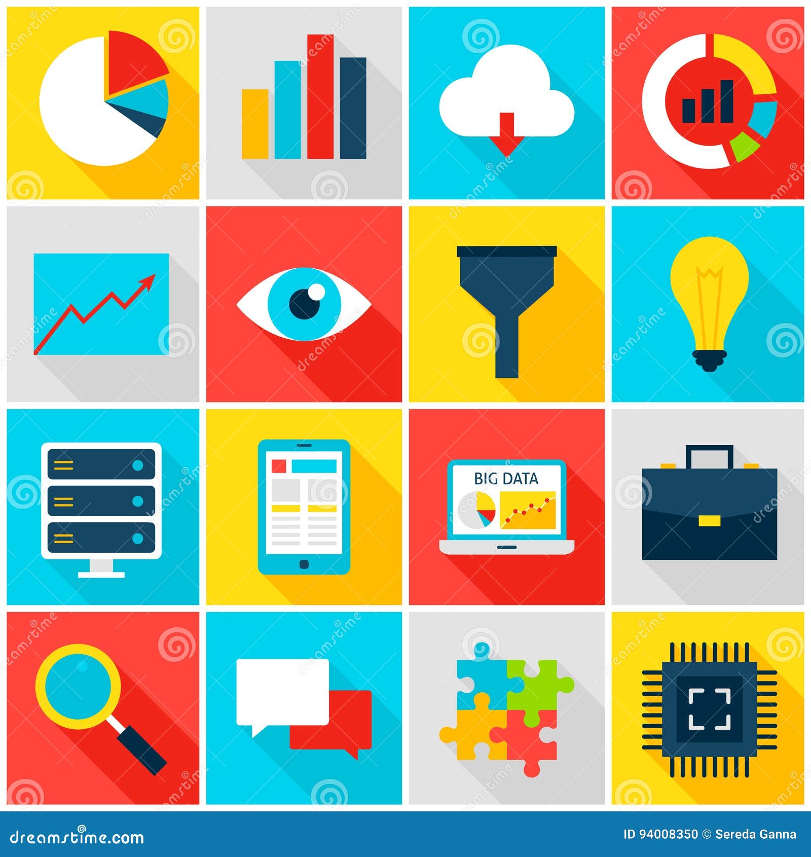 Big Data Colorful Icons stock vector. Illustration of infographic ...