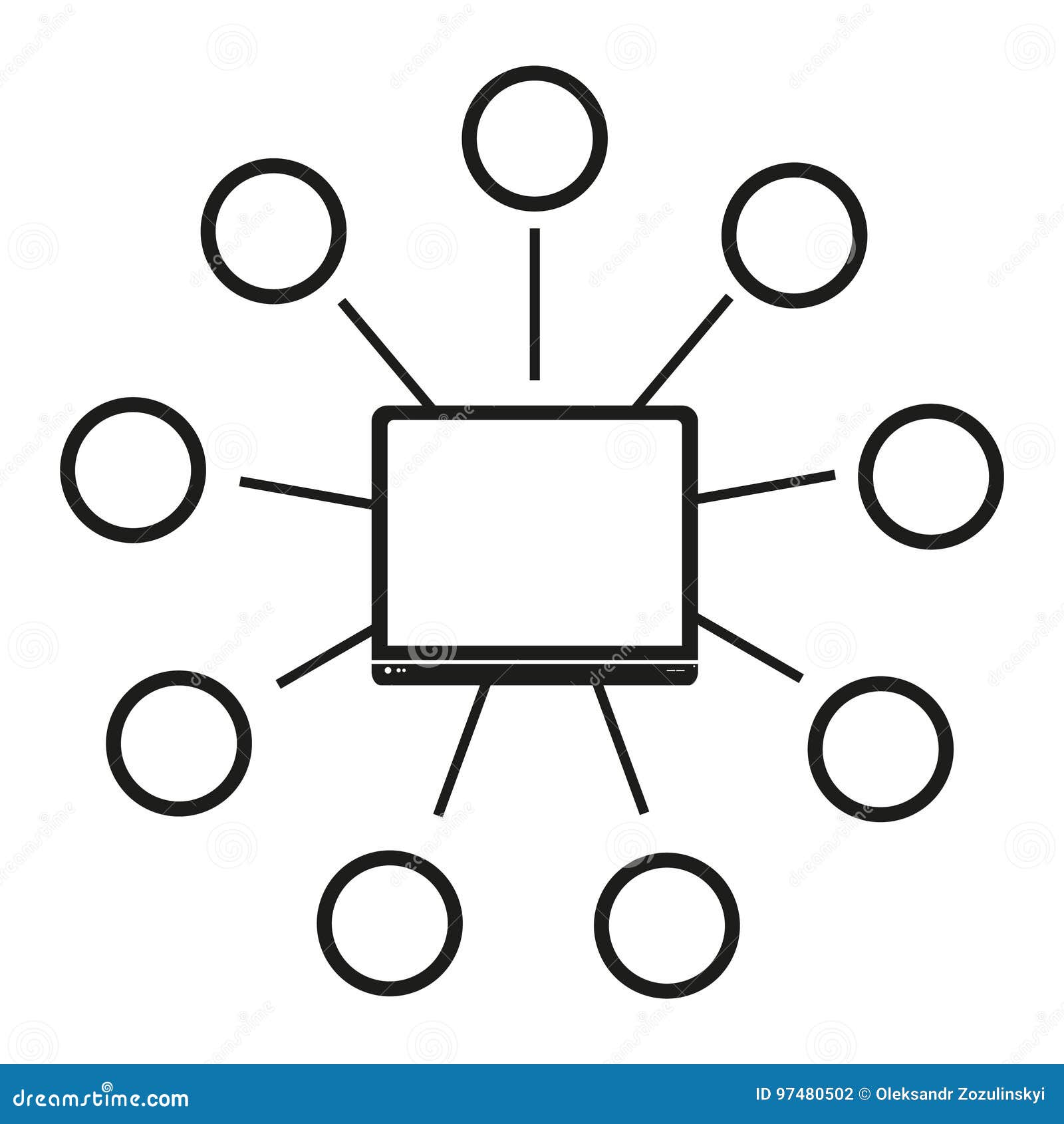 Big Data Computer Communication with Others Vector Black Icon on White ...