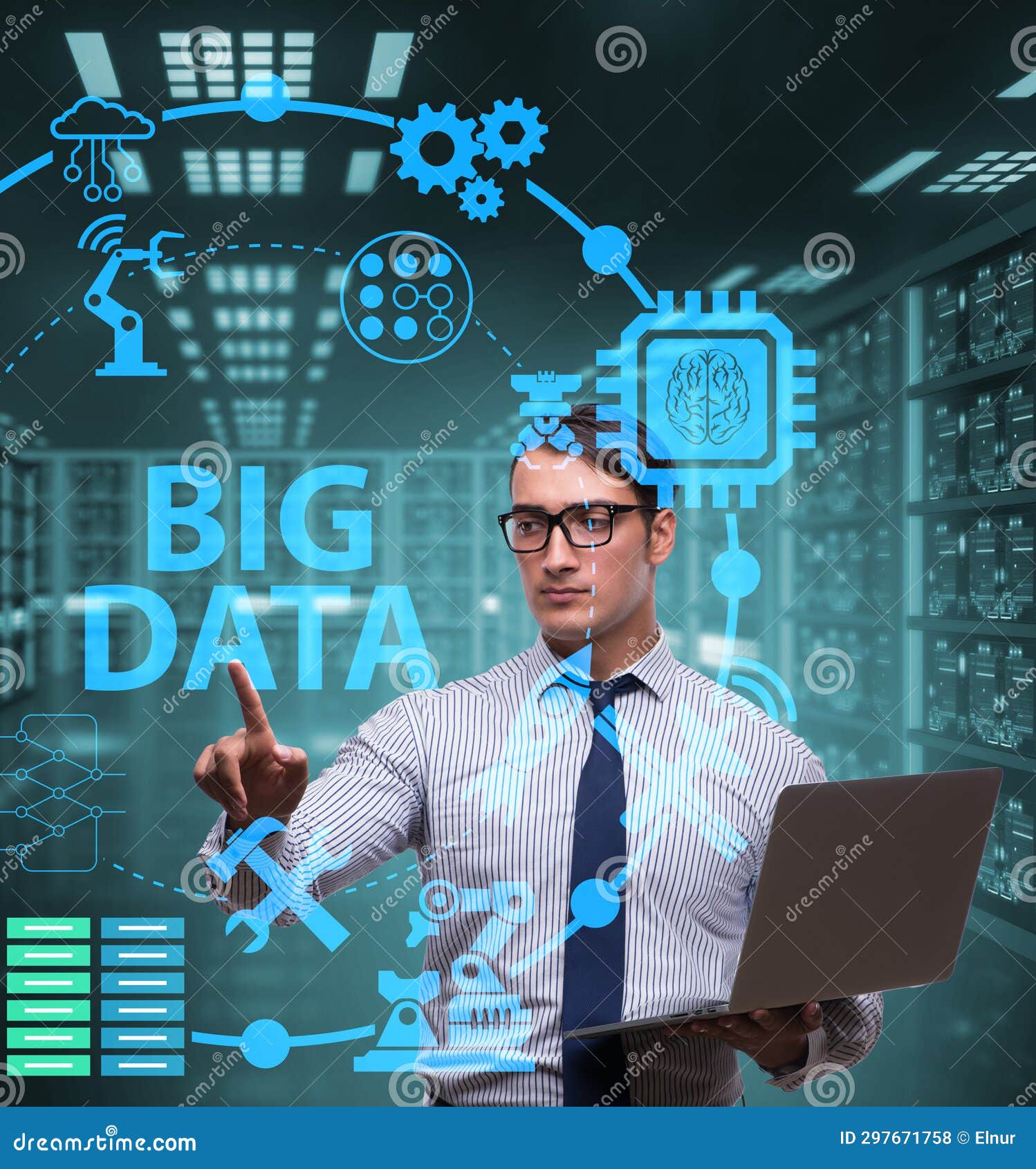 Big Data Computing Concept of Modern it Technology Stock Illustration - Illustration of button ...