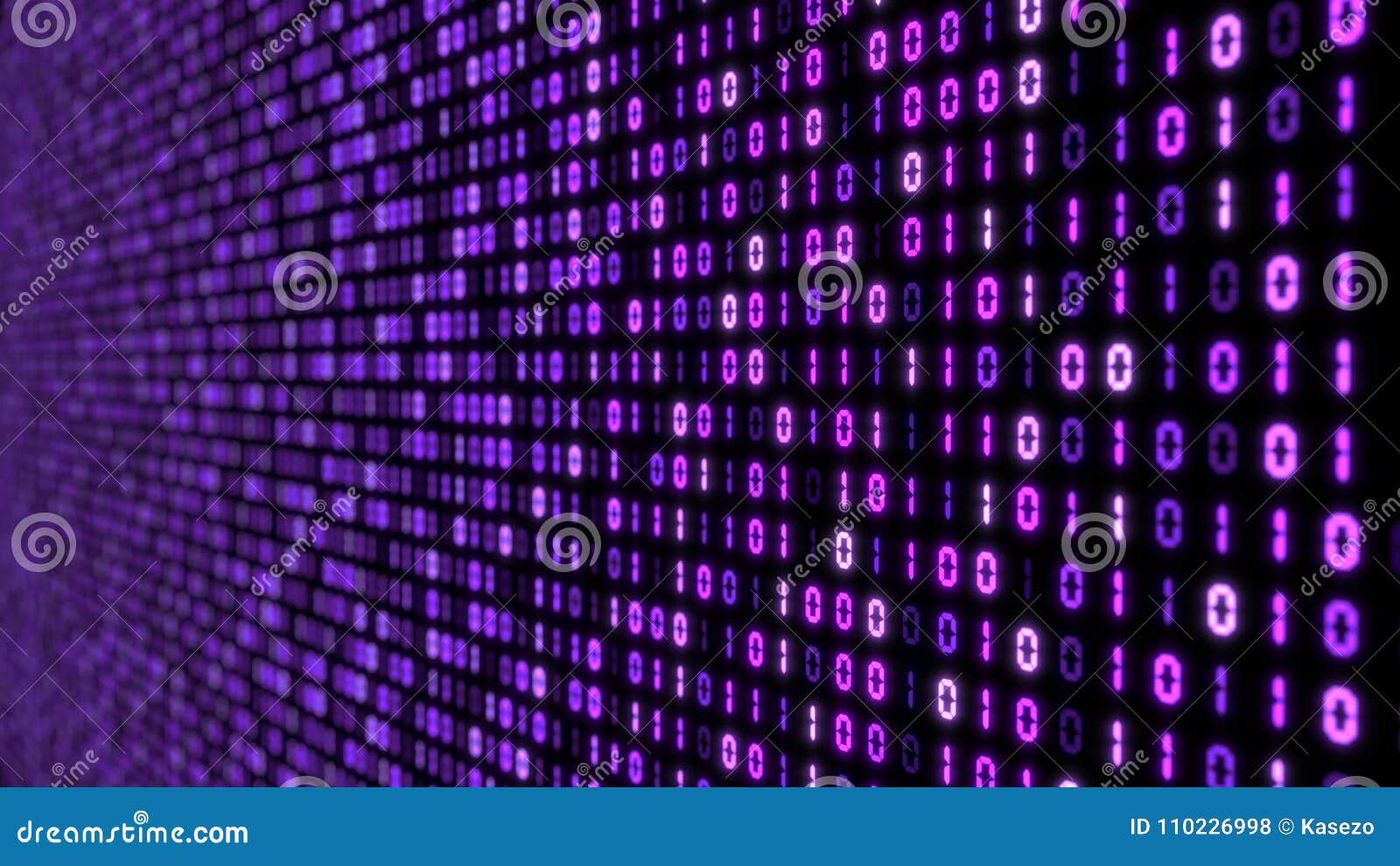 Big Data Concept with Binary Code. Glowing Digital Numbers 3d Illustration Stock Illustration ...