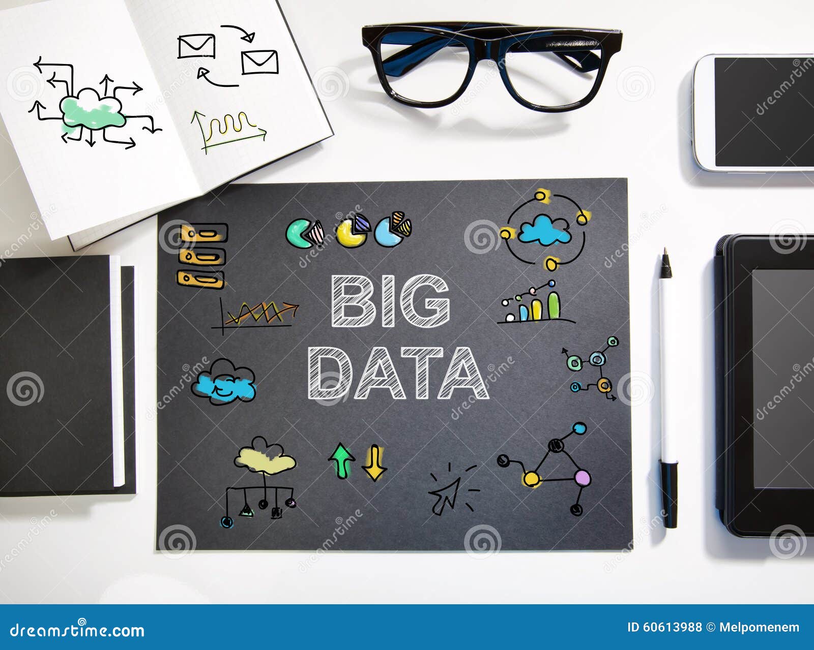 Big Data Concept with Black and White Workstation Stock Photo - Image ...