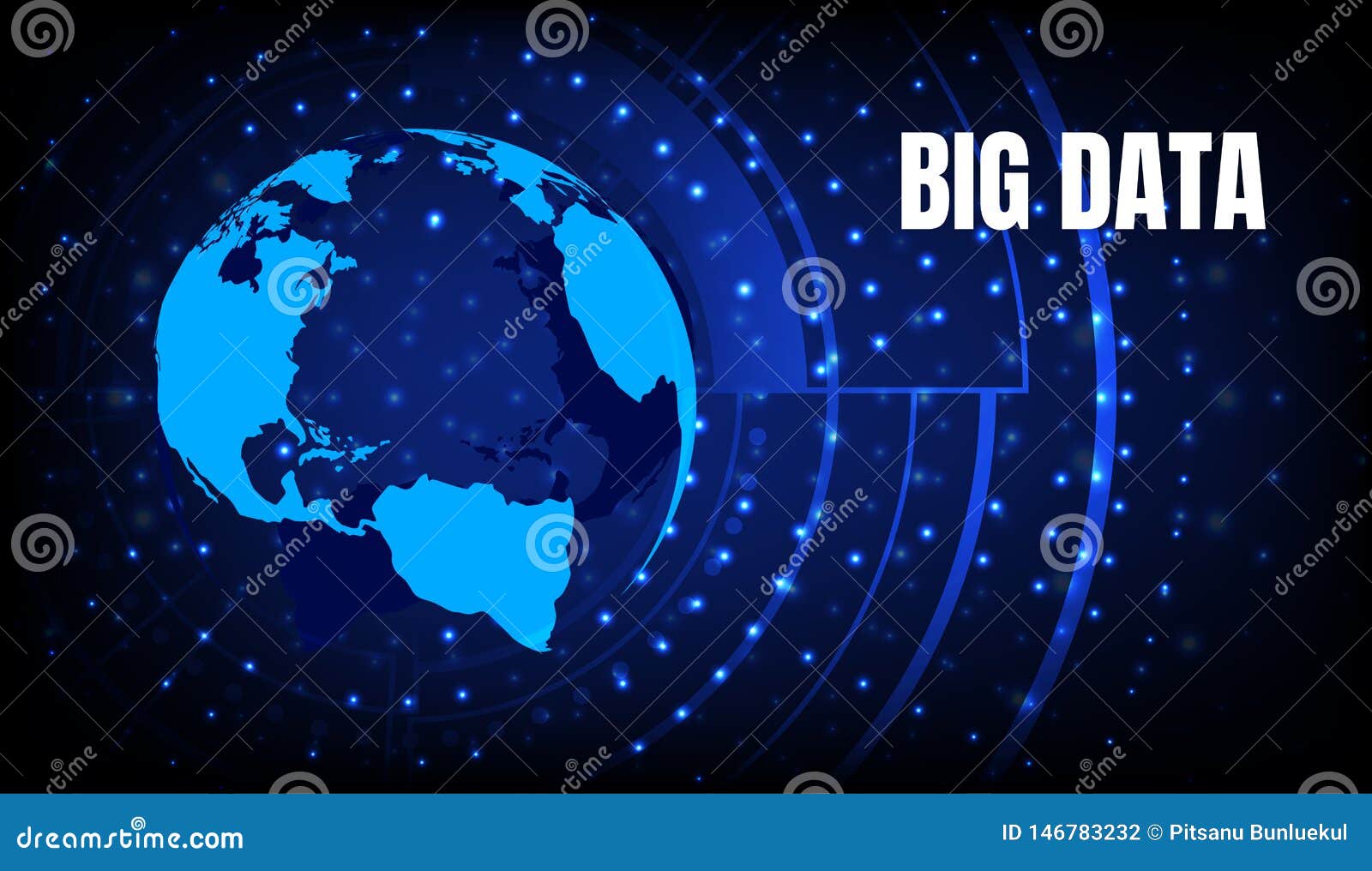 Big Data Concept, Blue Globe with Small Light Dots. Some Elements of ...