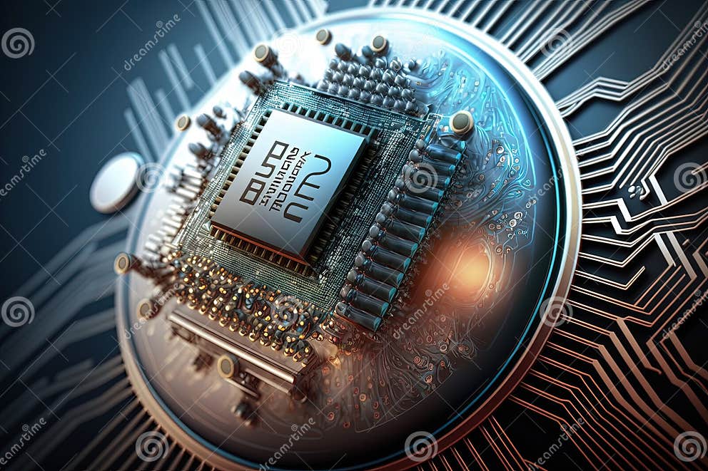 Big Data Concept. CPU Processor with Text Big Data on the Spheri Stock ...