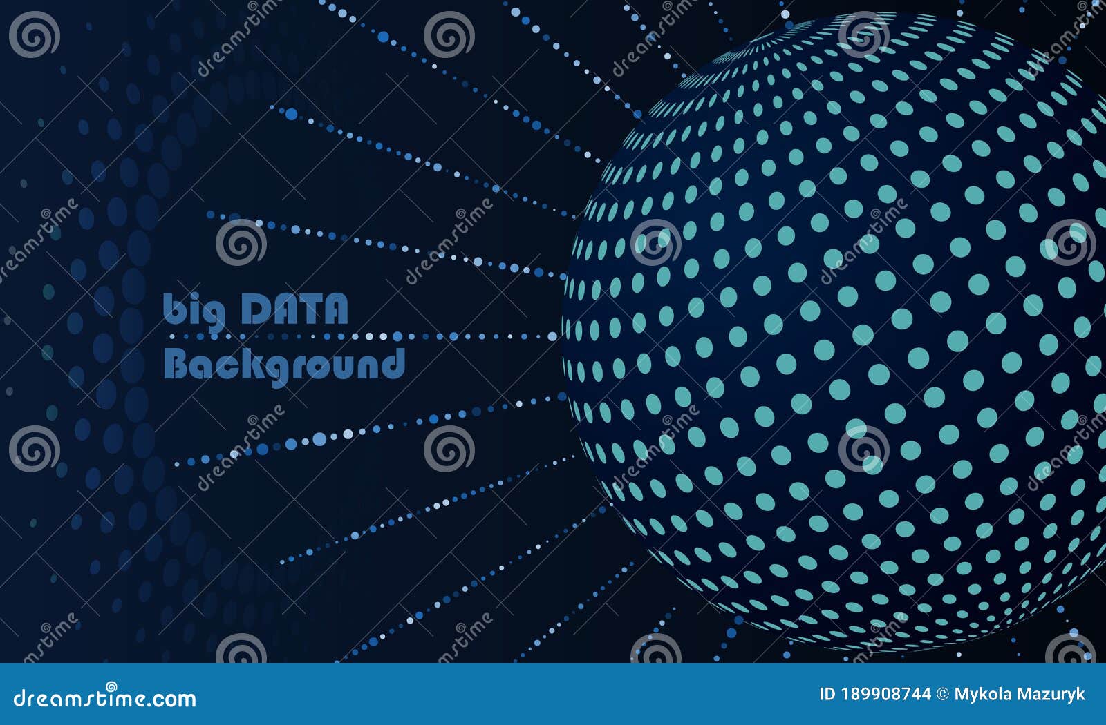 Big Data Concept with Globe and Dots Blue Colors Stock Vector ...