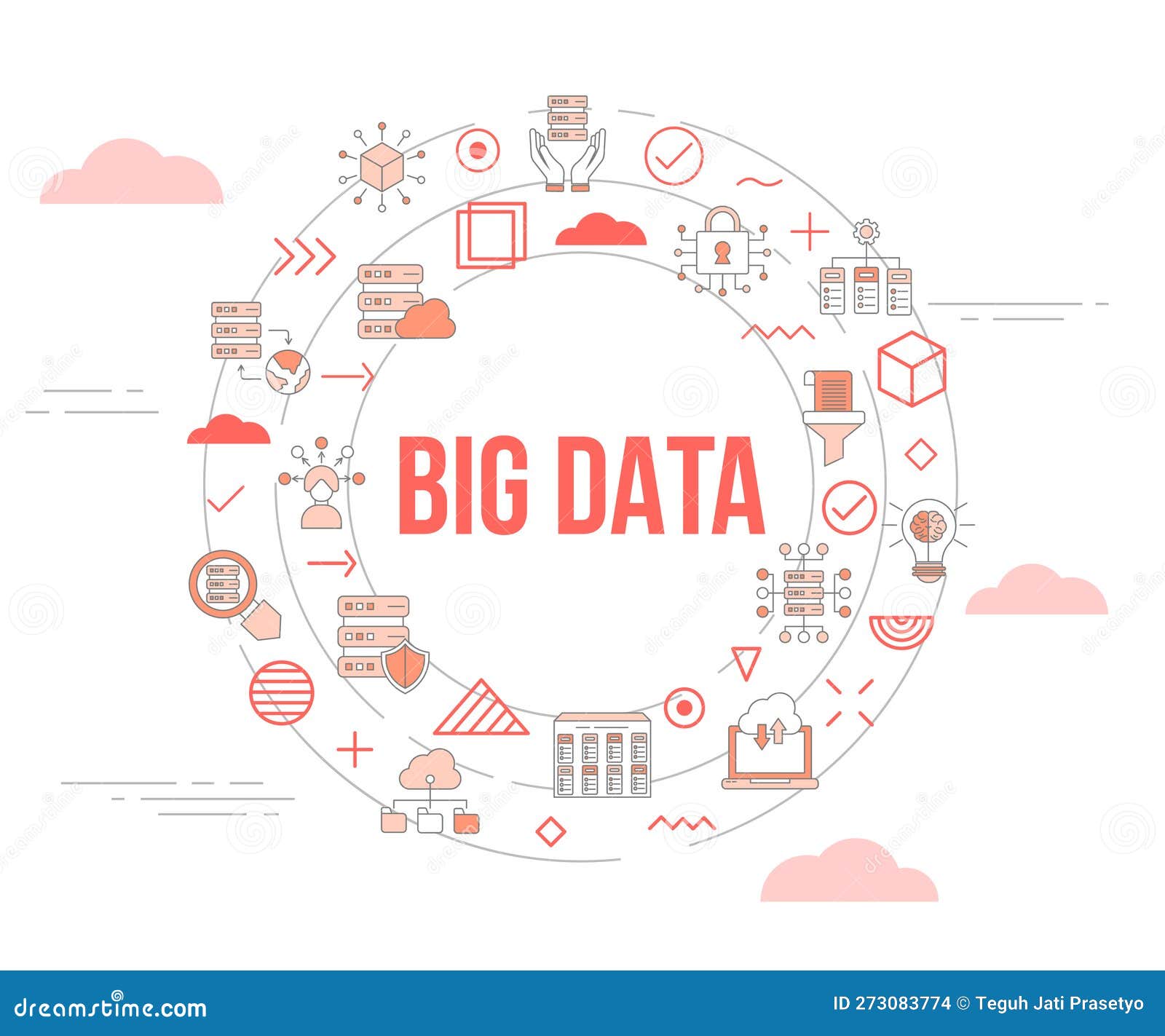 Big Data Concept with Icon Set Template Banner and Circle Round Shape ...