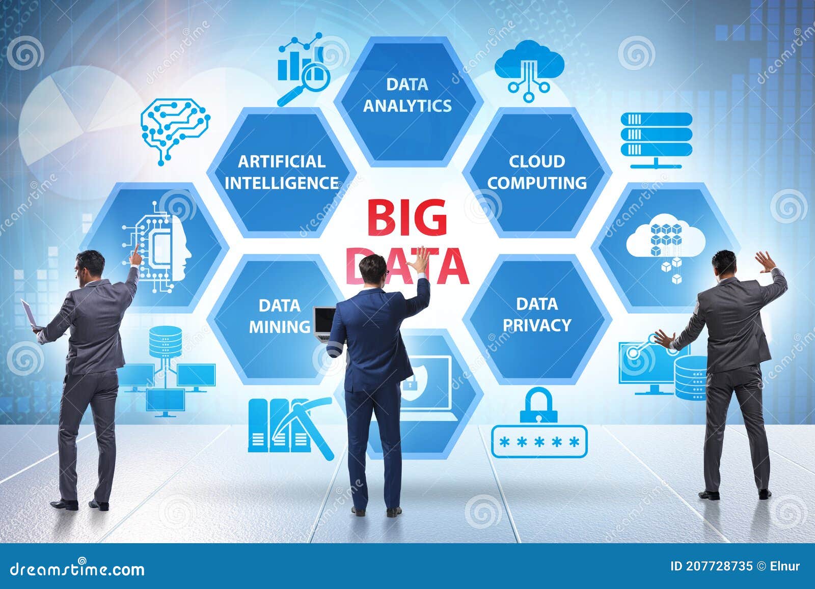 Big Data Concept Illustraion in Modern Computing with Businessma Stock ...