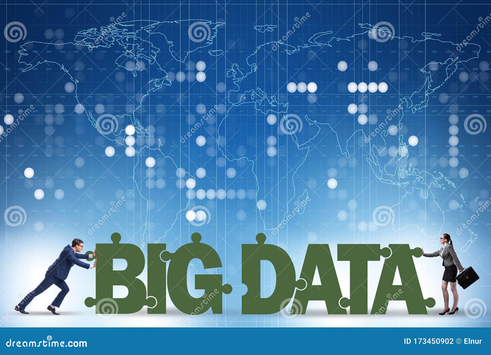 Big Data Concept with Jigsaw Puzzle Pieces Stock Illustration ...