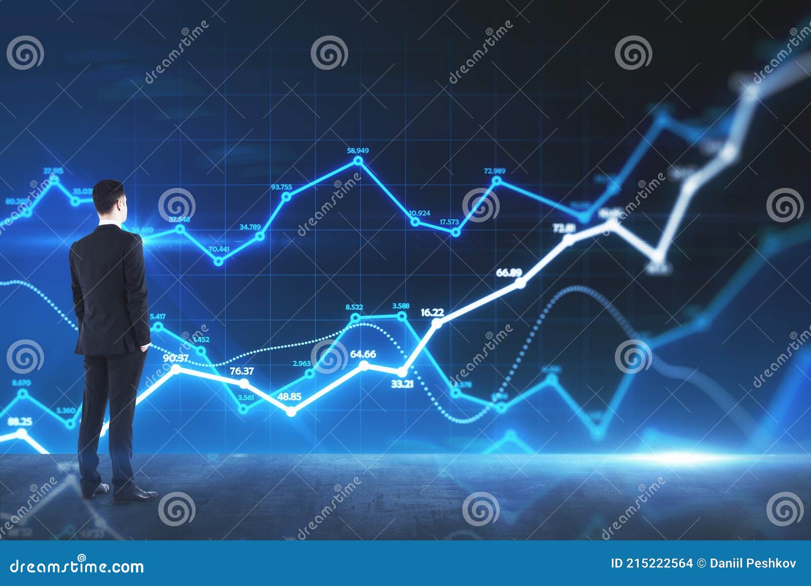 Big Data Concept with Man Analyzing Data Information on Digital Screen ...