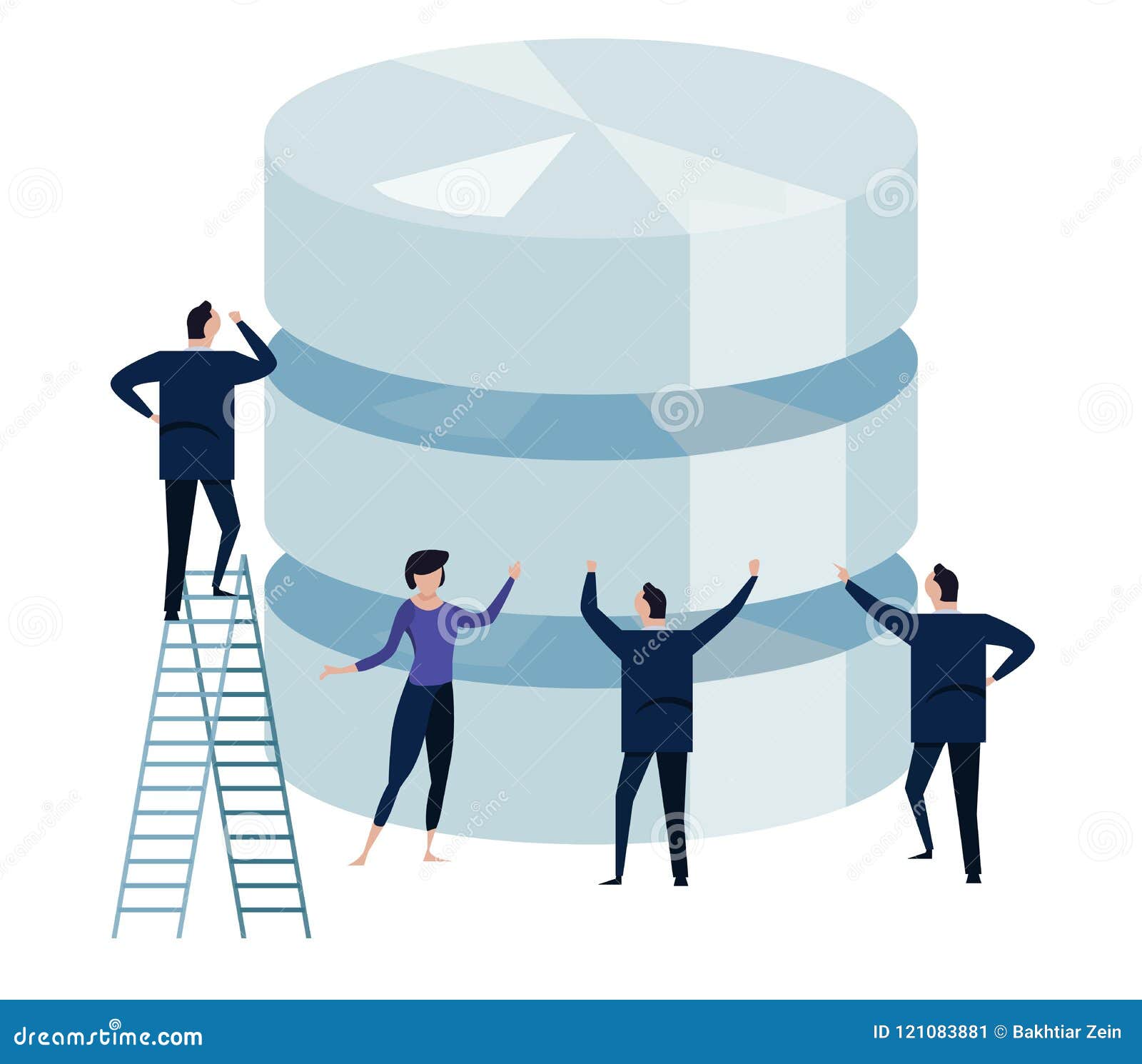 Big Data Concept Of Managing Large Database By Business Technology Team Stock Vector