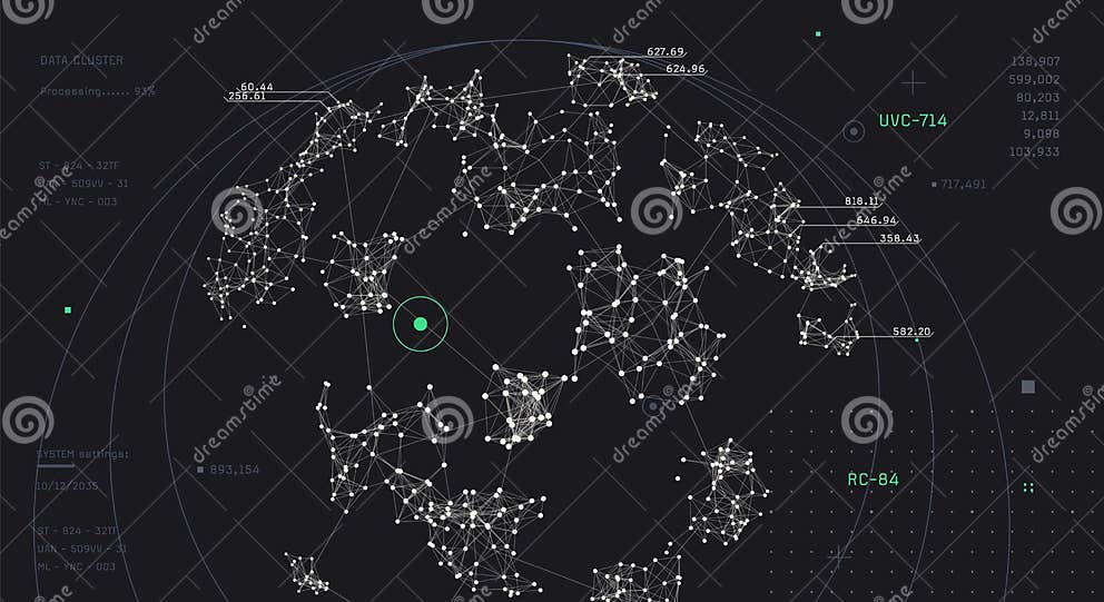 Big Data Concept Visualization. Distributed Network. Global Data. Social Media Graph ...