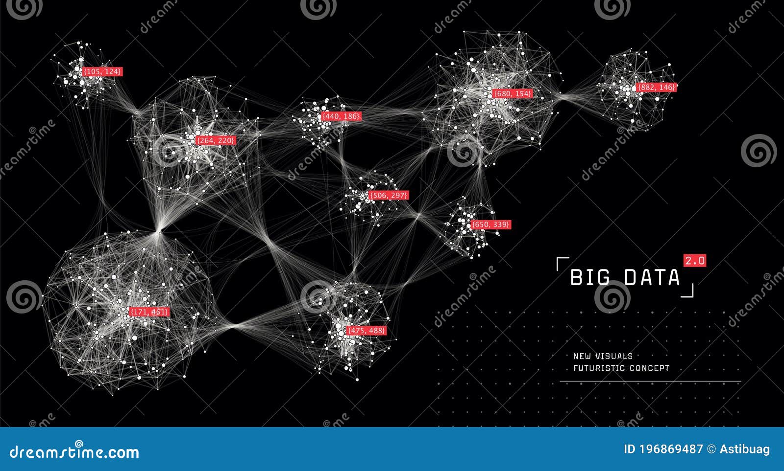 Big Data Concept Visualization. Distributed Network. Social Media Graph ...