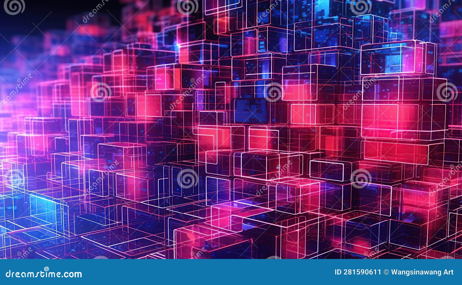 Big Data Cube Generative AI Stock Image - Image of vector, neon: 281590611