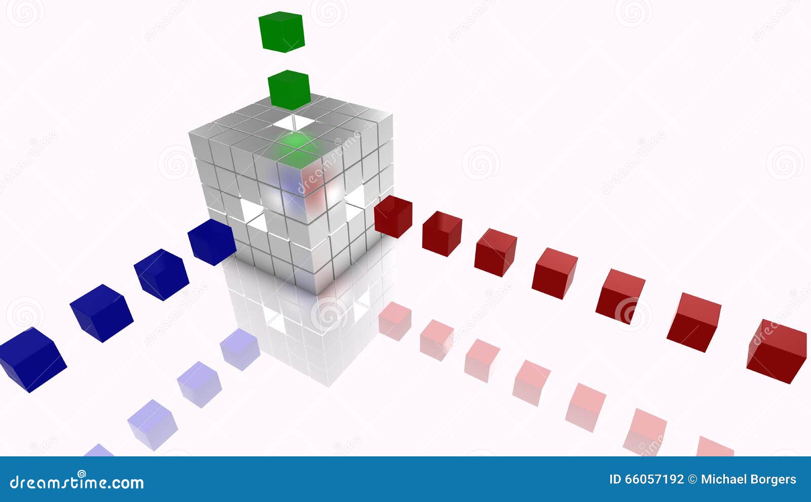 Big Data Cubes Concept Illustration Silver, Blue,red and Green Stock ...
