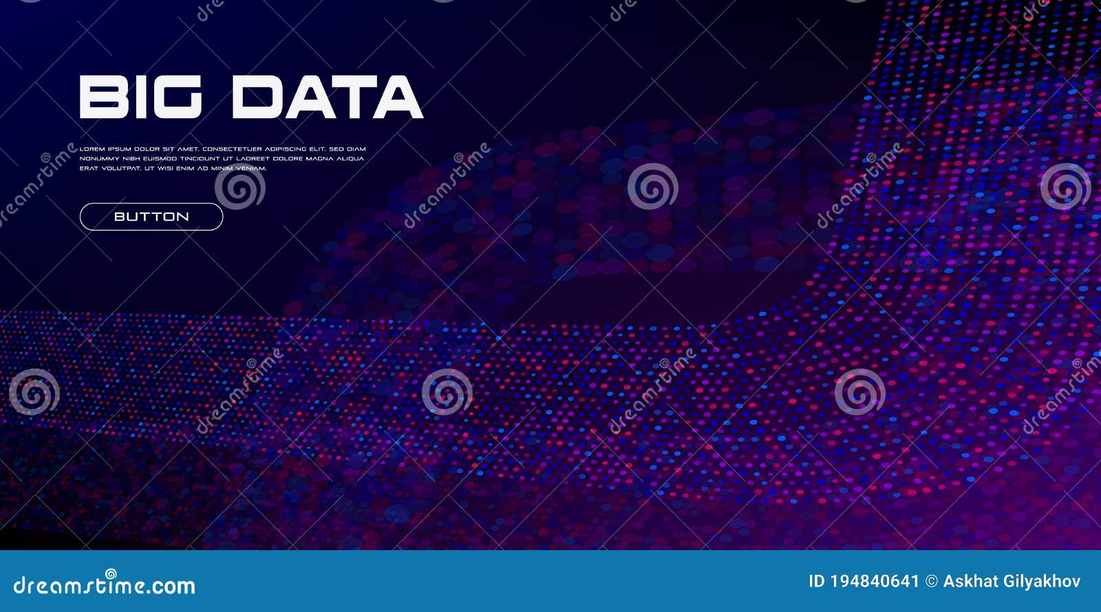 Big Data Curved Stream. Vivid Big Data Particles with Copy Space. Linear Perspective. Binary ...