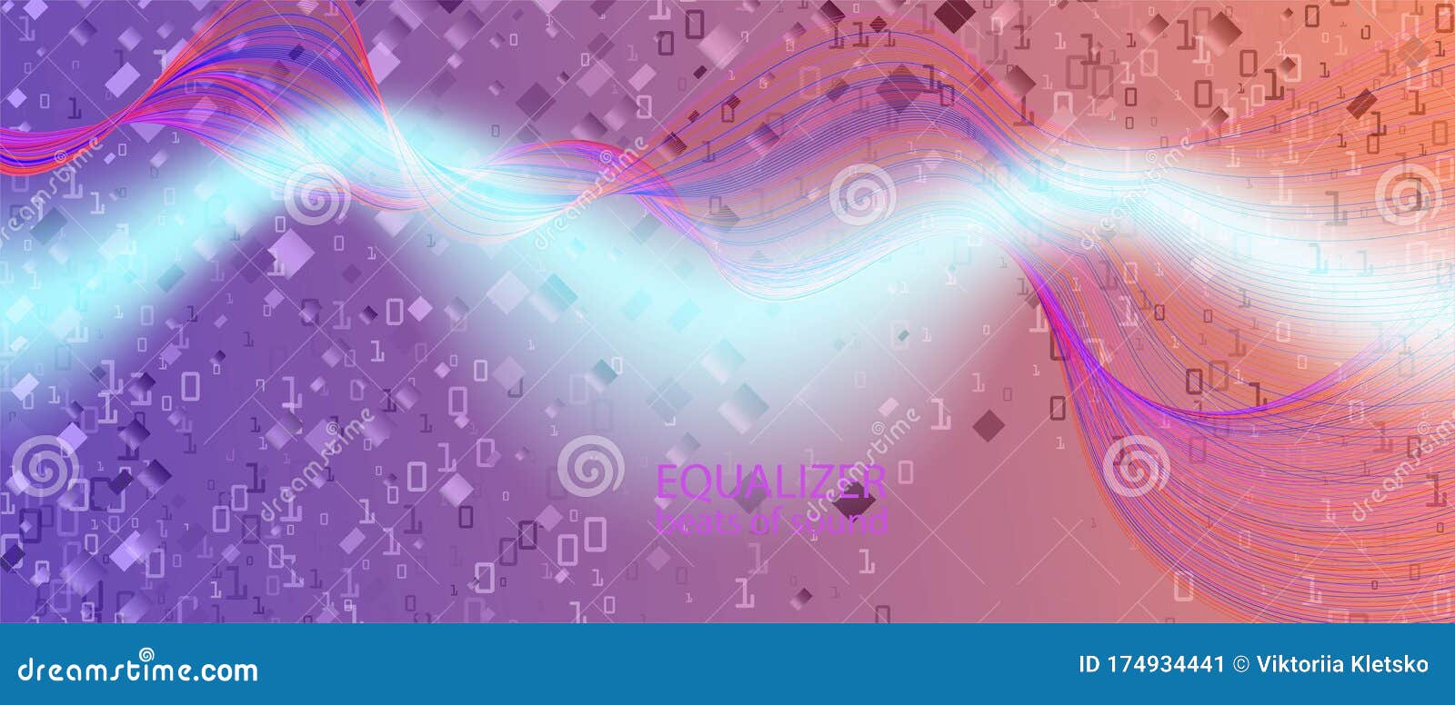 Big Data Cyber Vector Equalizer. Technology Abstract Trendy Template. Matrix Falling Binary Code ...