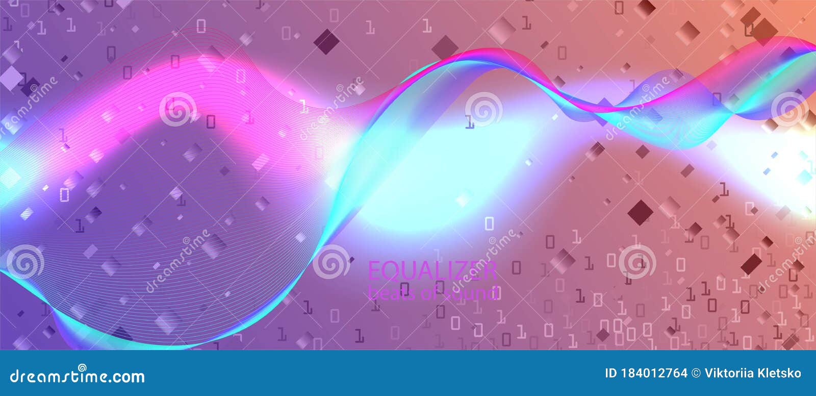 Big Data Cyber Vector Presentation. Blue Pink Purple Background. Tech Neon Colorful Trendy ...