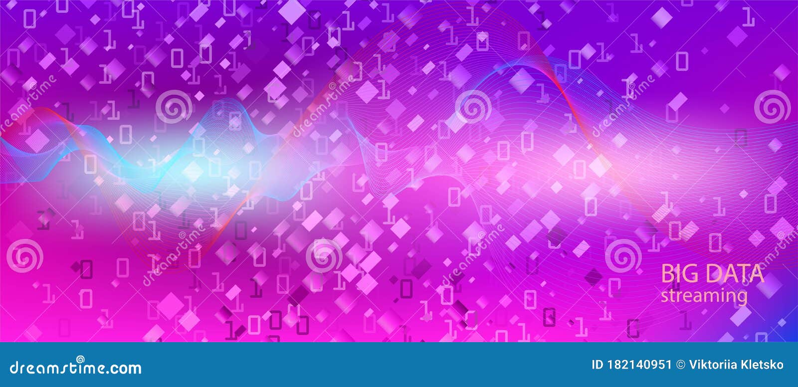 Big Data Cyber Vector Presentation. Pink Purple Blue Background. Digital Equalizer Slide. Matrix ...