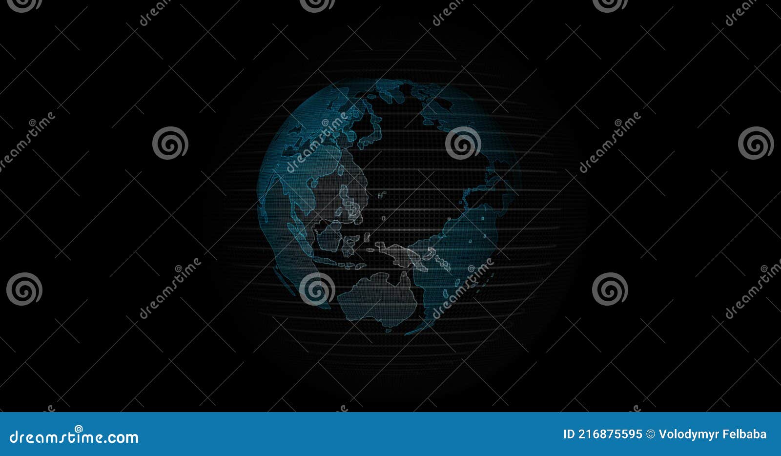 Big Data 3d Earth. Binary Code Surrounding Globe Rotating. Retro ...