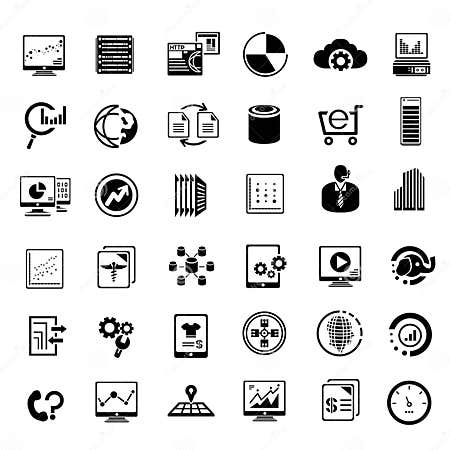 Big Data and Data Analytics Icons Stock Illustration - Illustration of ...