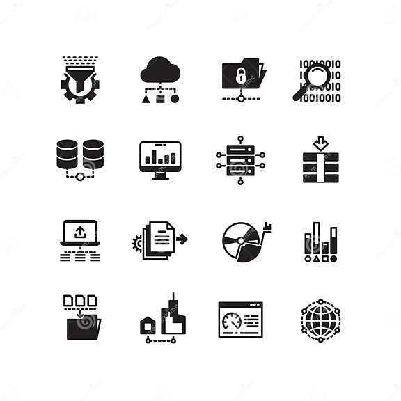 Big Data Database Analytics Cloud Computing Information Technology Digital Processing Vector ...