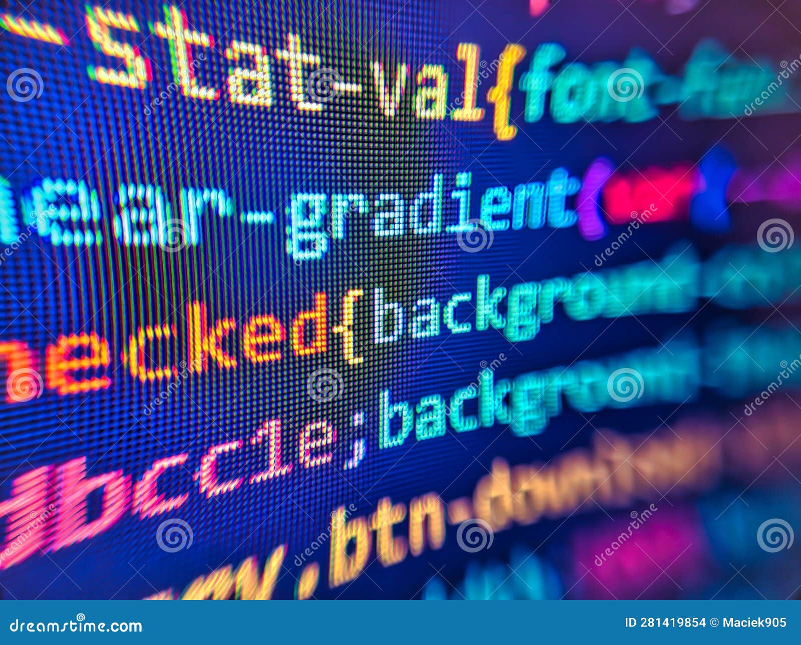 Big Data Database App Html And Css Code Developing Screenshot Abstract Screen Of Web Developer