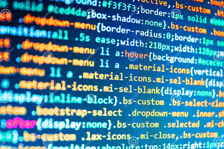 Big Data Database App. Software Source Code Stock Photo - Image of ...