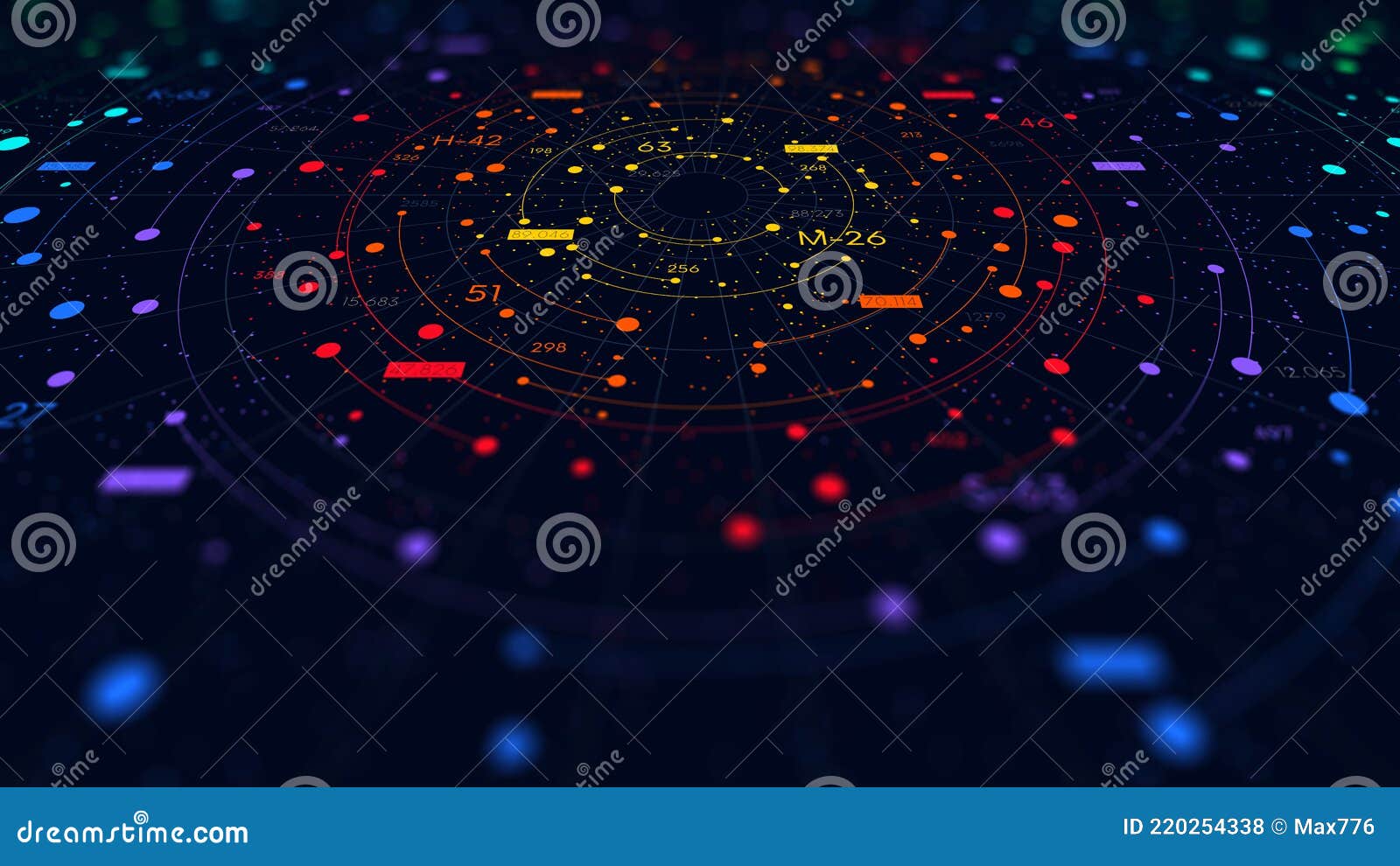 Big Data Digital Cloud with Numbers and Circular Structure, Color ...