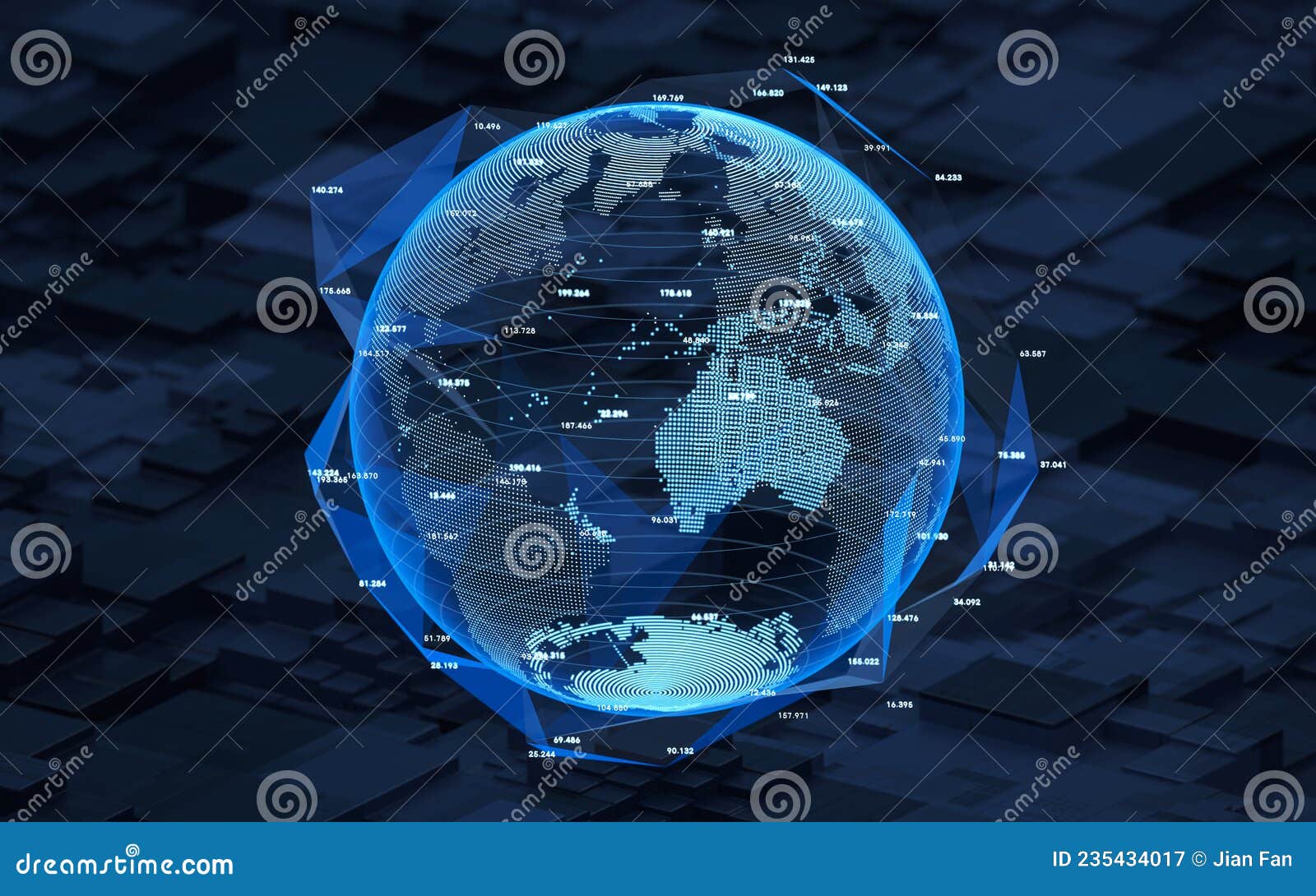 Big Data and Digital Earth, 3d Rendering Stock Illustration ...