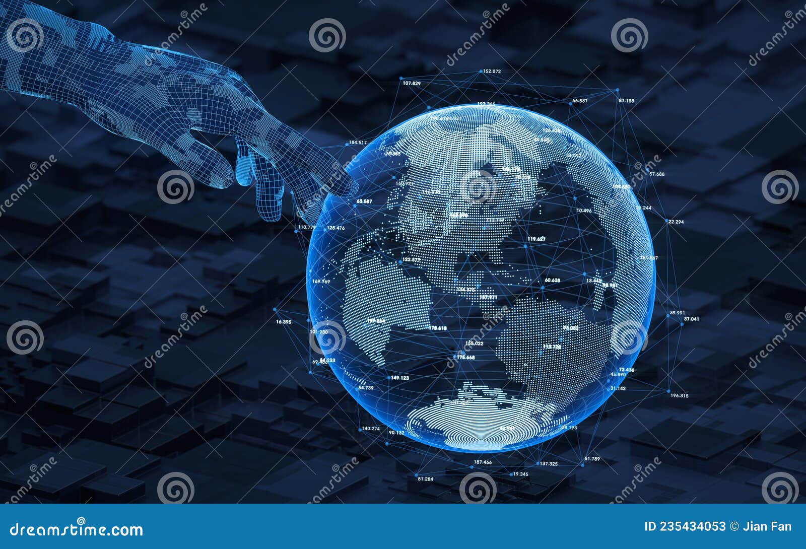 Big Data and Digital Earth, 3d Rendering Stock Illustration ...