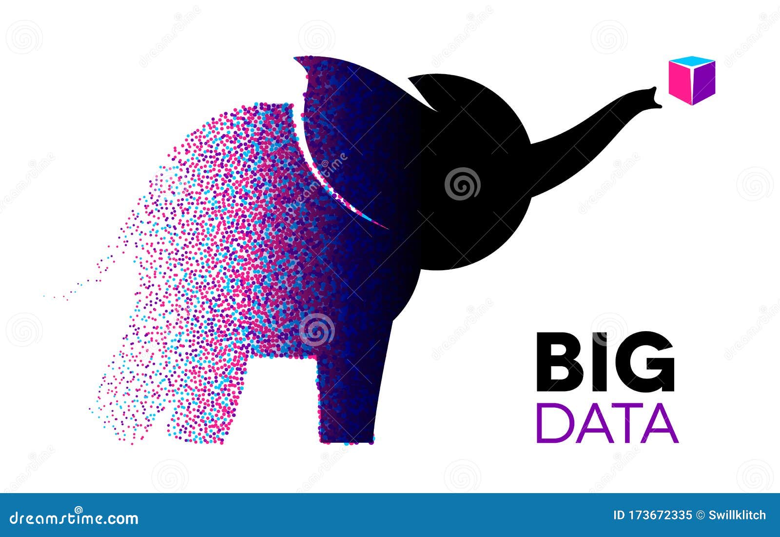 Big Data Elephant Symbol Made of Chaotic Clusters or Colorful Particles ...