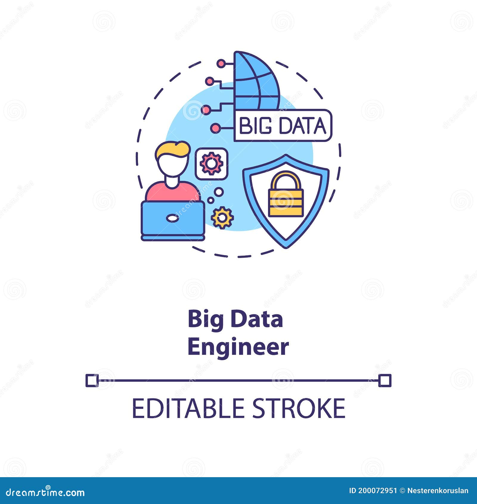 Big Data Engineer Concept Icon Stock Vector - Illustration of ...