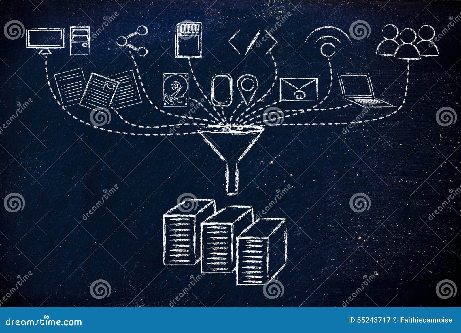 Big Data, File Transfes and Sharing Files Stock Illustration ...