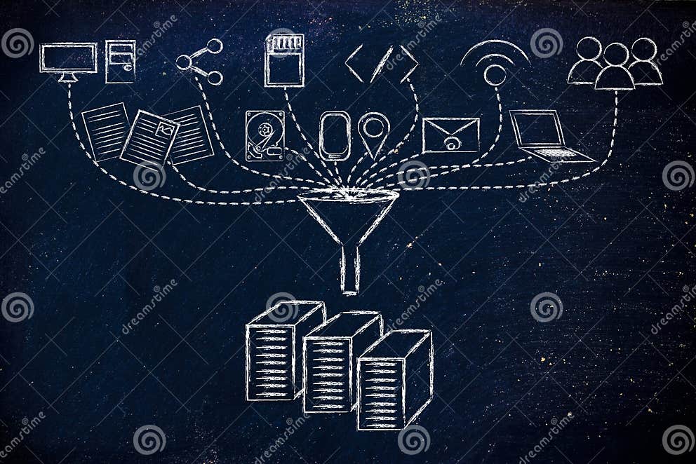 Big Data, File Transfes and Sharing Files Stock Illustration ...