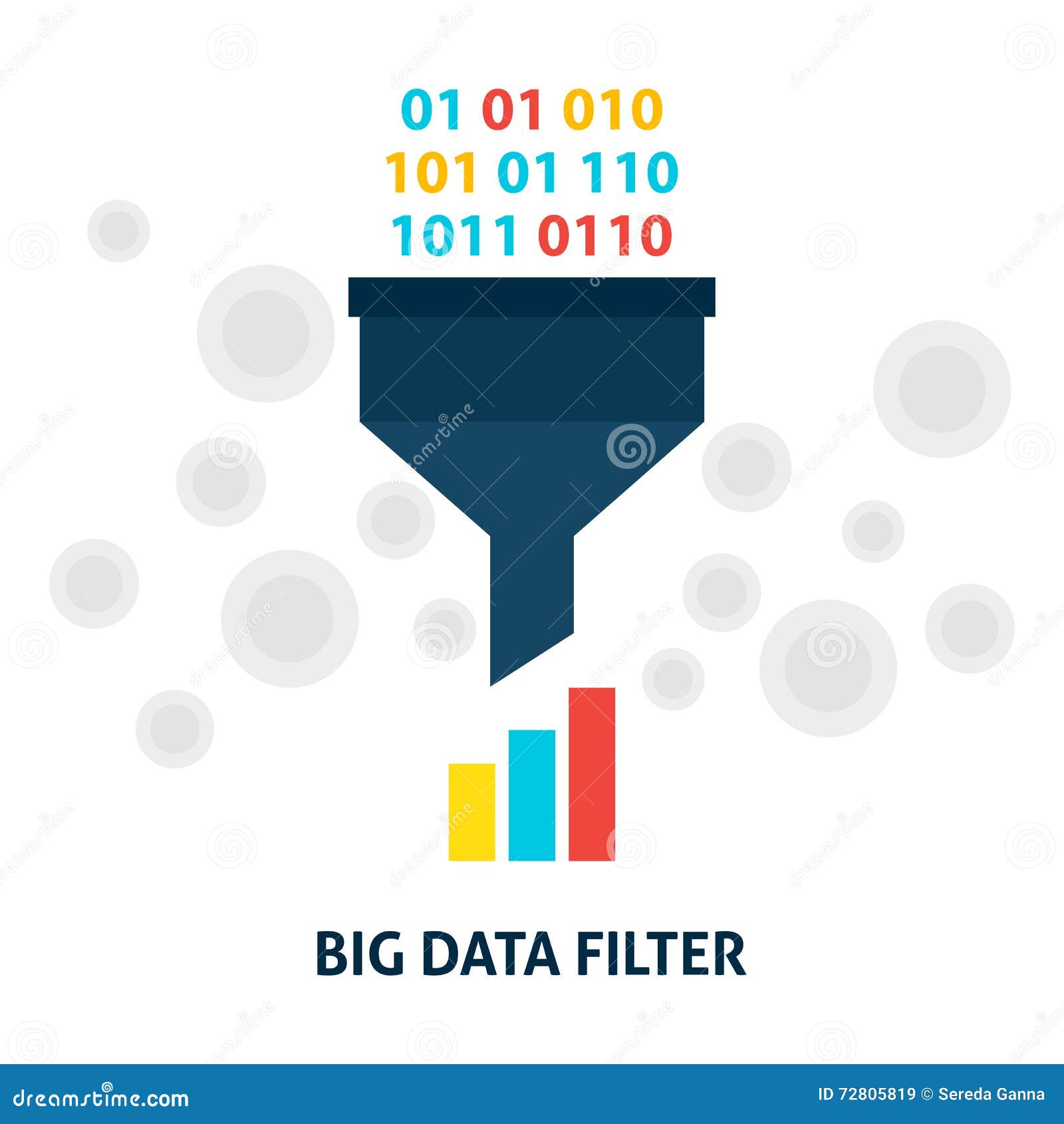 Big Data Filter Flat Concept Stock Vector - Illustration of chart, data ...