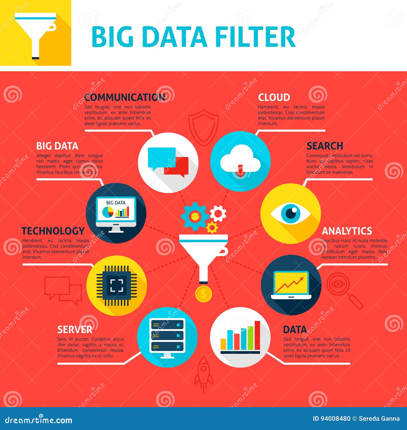 Big Data Filter Infographics Stock Vector - Illustration of analytics ...
