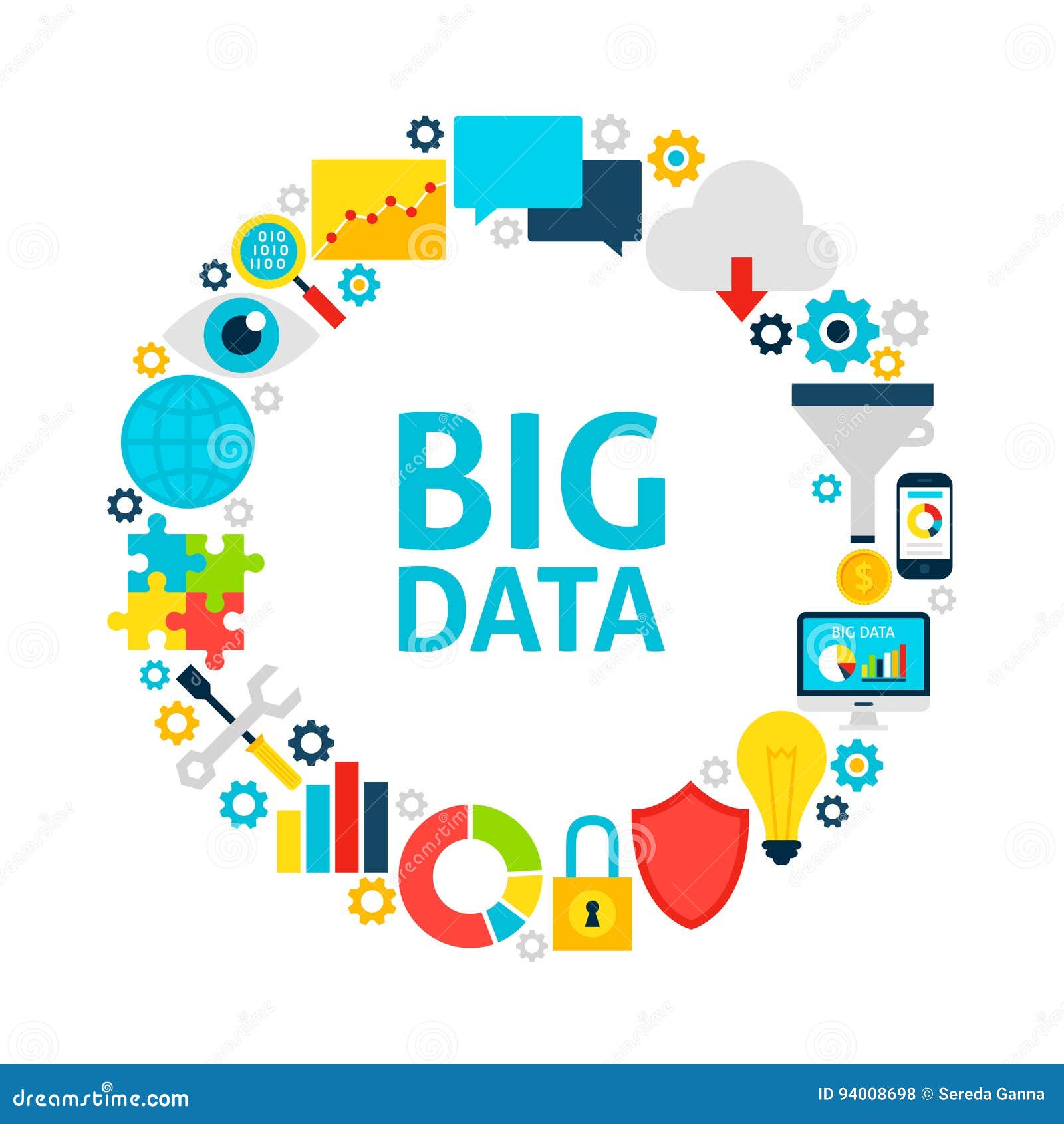 Big Data Flat Circle stock vector. Illustration of information - 94008698