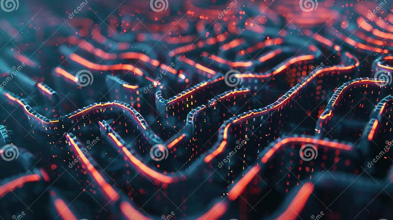 Big Data Flowing through Complex Network As Binary Code Stream Stock ...