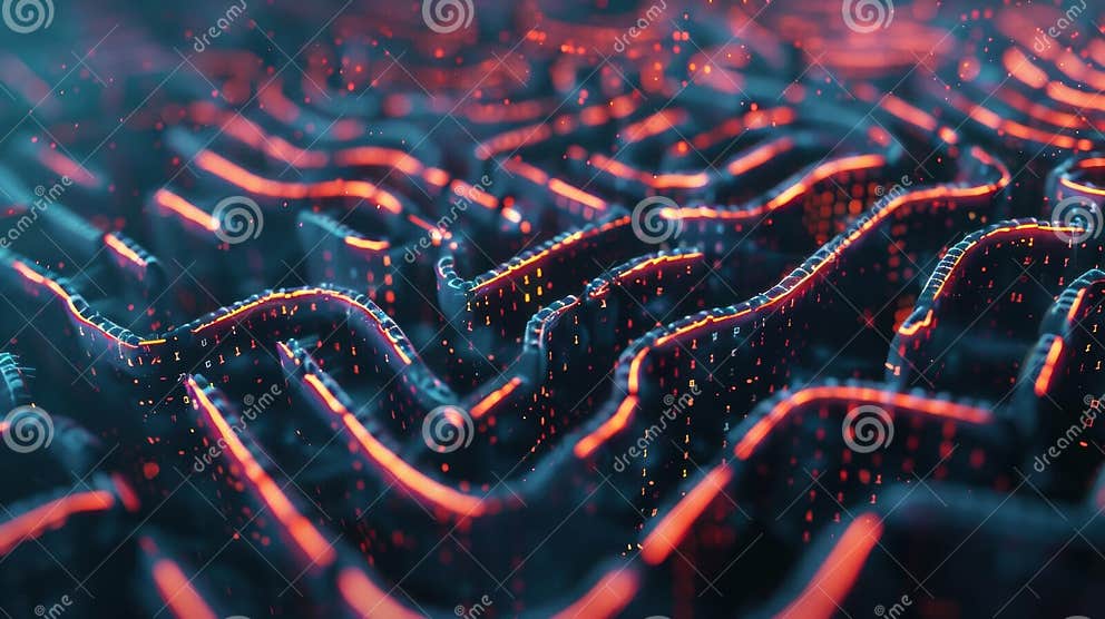 Big Data Flowing through Complex Network As Binary Code Stream Stock ...