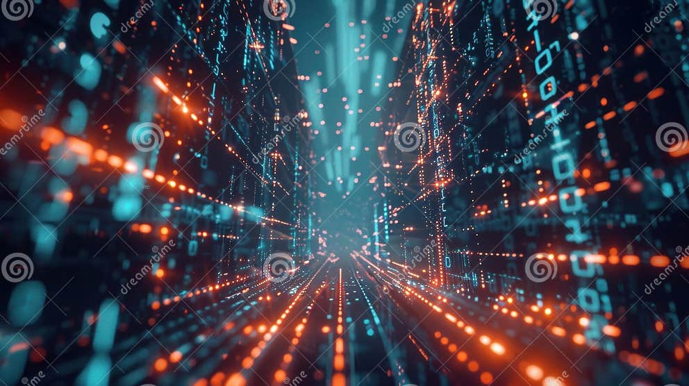 Big Data Flowing through Digital Cyberspace Tunnel Visualization Stock Photo - Image of data ...