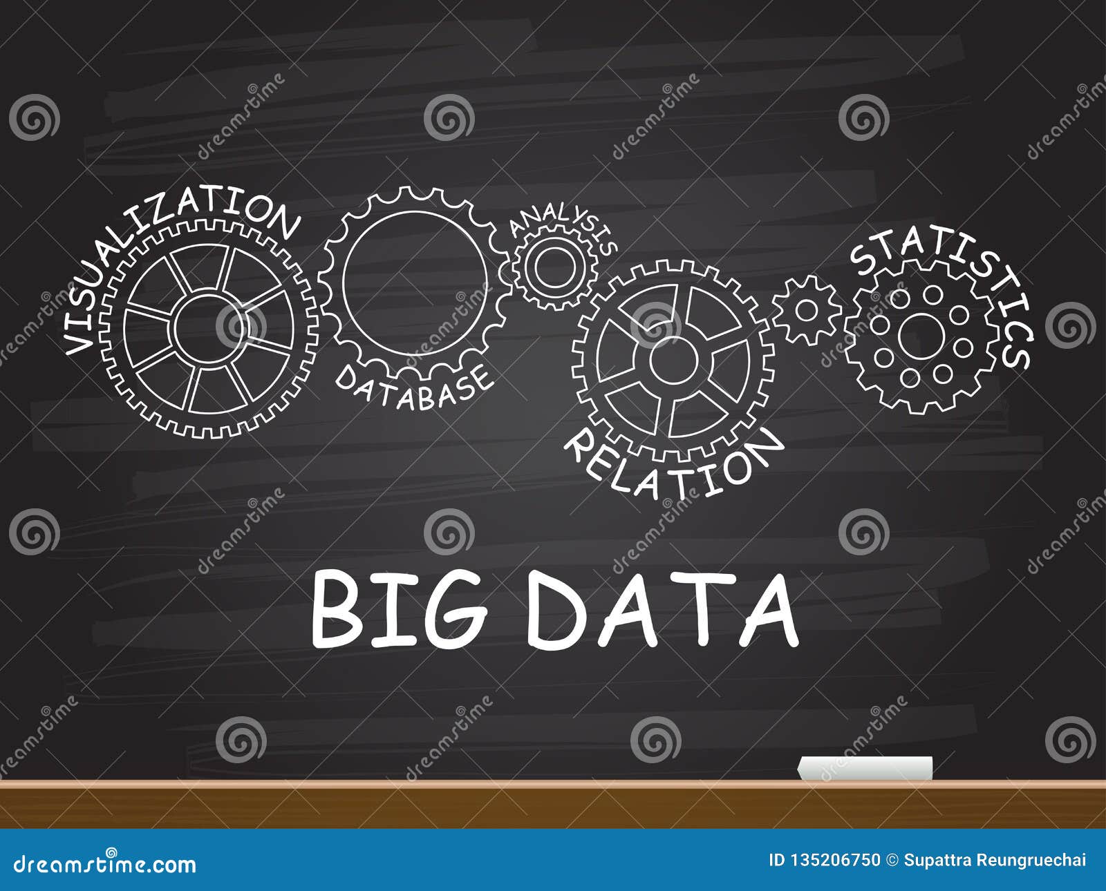 Big Data with Gear Concept on Chalkboard. Vector Illustration. Stock ...