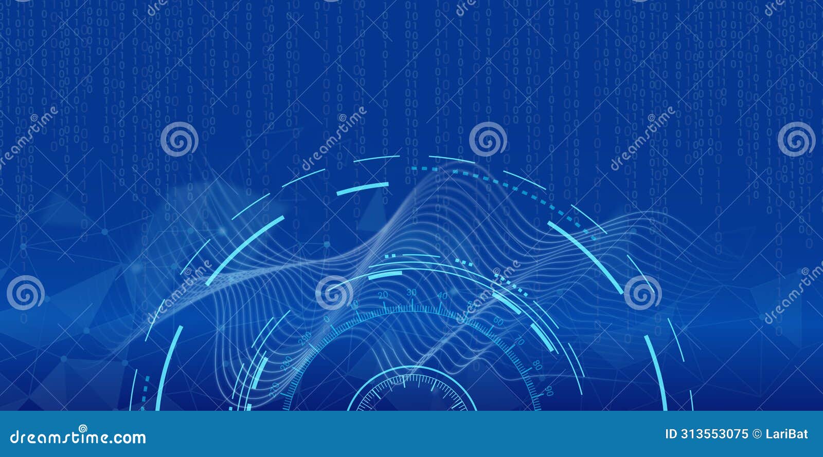 Big Data, Global Network, Artificial Intelligence. Technological Background with Binary Code ...