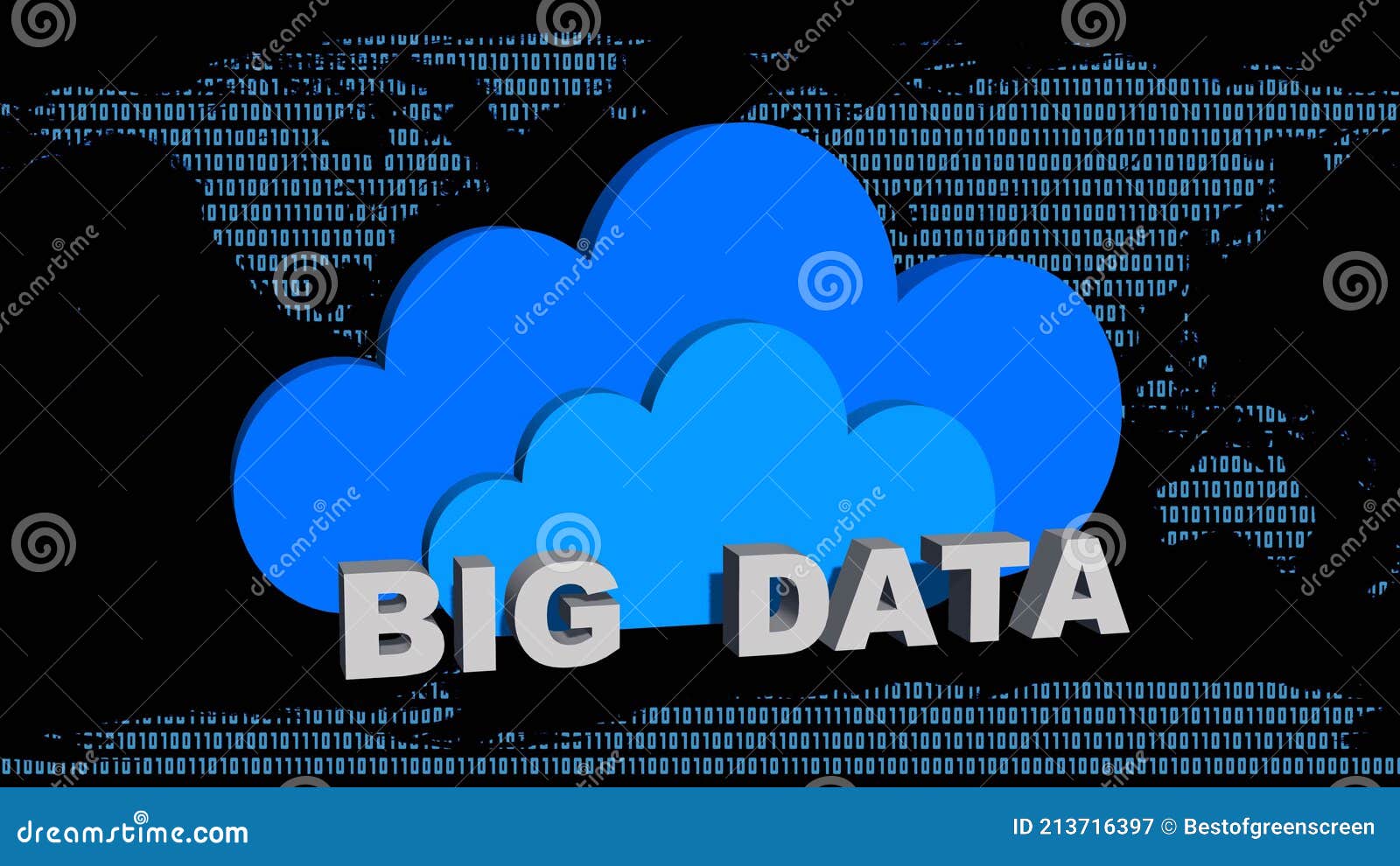 BIG DATA - Gray Lettering in Front of Blue Clouds on Binary Background ...