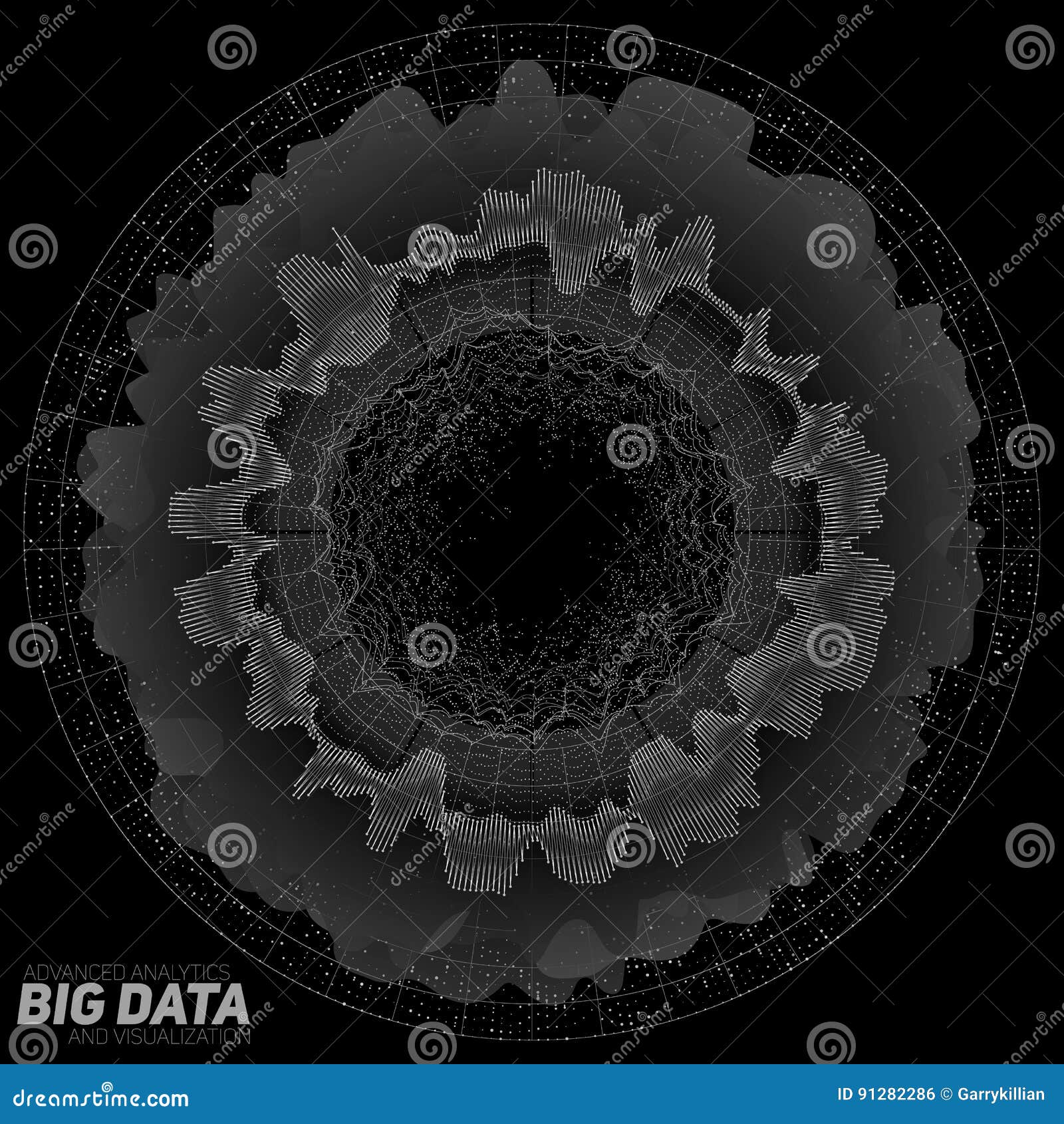 Big Data Grayscale Plot Visualization. Futuristic Infographic ...